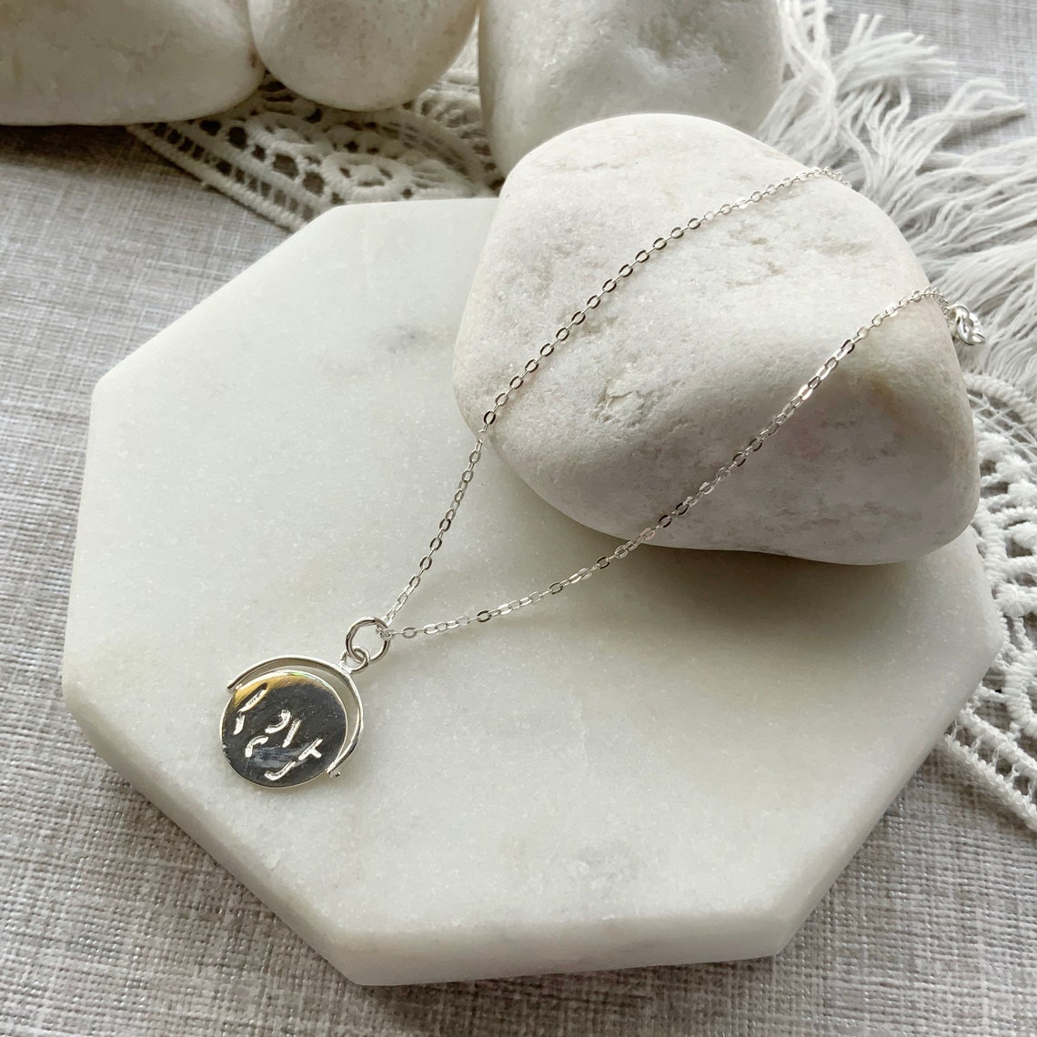 I Love You Necklace Sterling Silver Spinner Jewelry Gift - Etsy