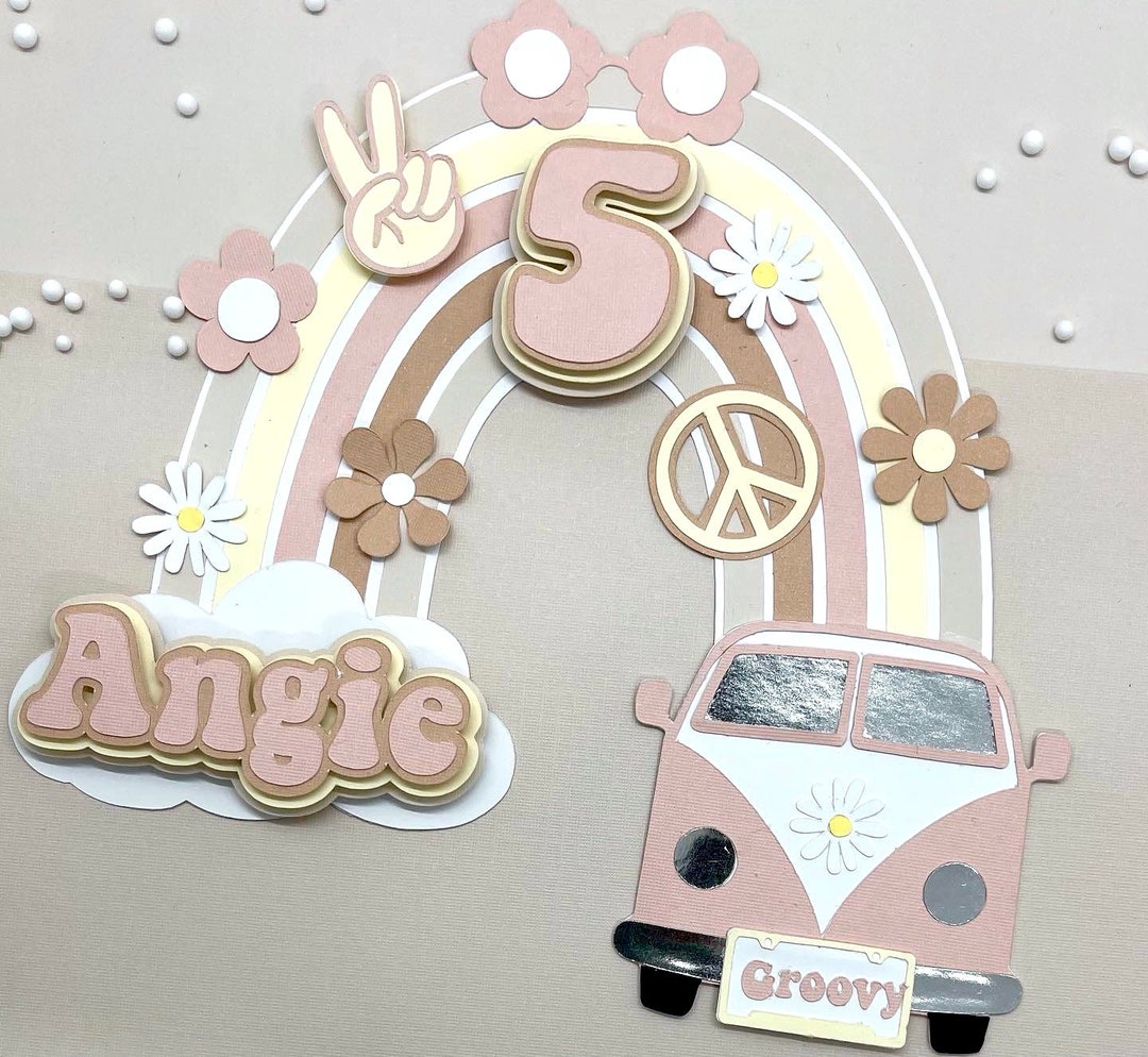 Two Groovy Cake Topper, 70s Birthday Cake Topper, Groovy Birthday Cake ...