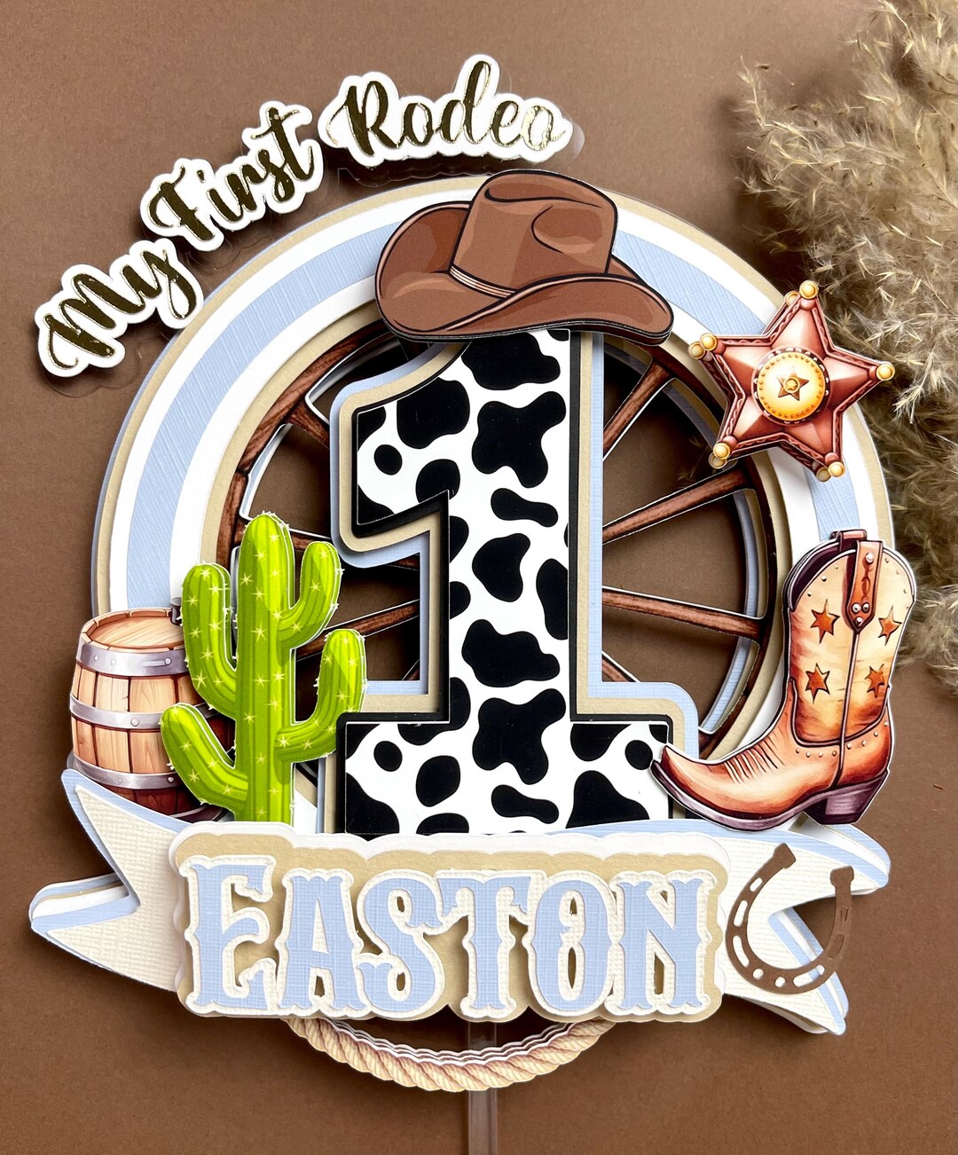 First Rodeo Cake Topper, Cowboy Party Decor, First Rodeo Party Decor ...