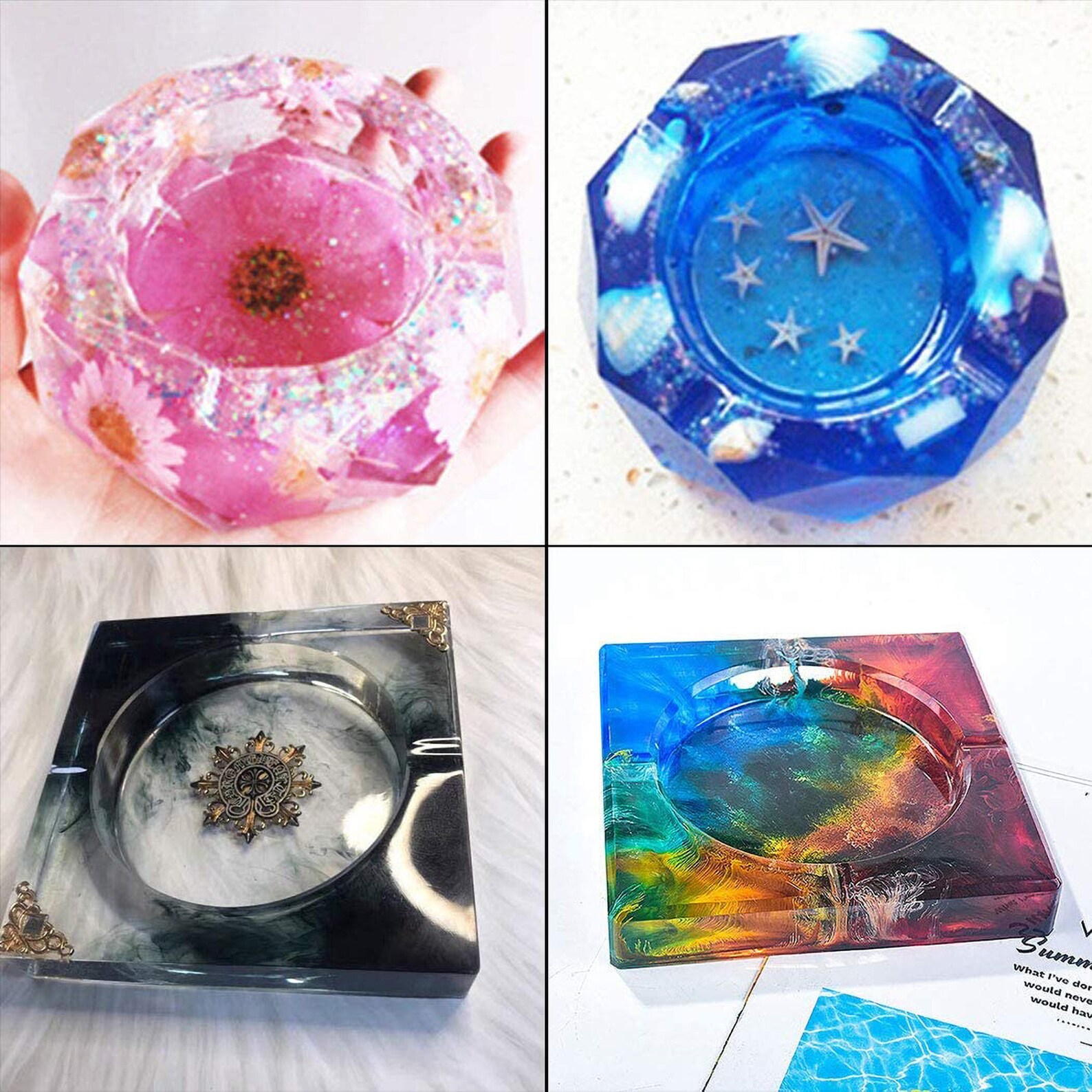 2pcs Ashtray Resin Mold Square Round Silicone Mold diamond - Etsy
