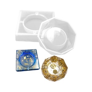 2pcs Ashtray Resin Mold , Square Round Silicone Mold ,diamond Rectangle ...