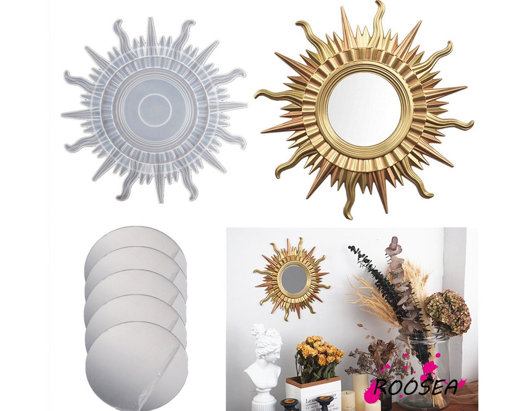 Mirror Mold, Creative Sun Shape Wall Mirror Resin Mold, Makeup Mirror ...