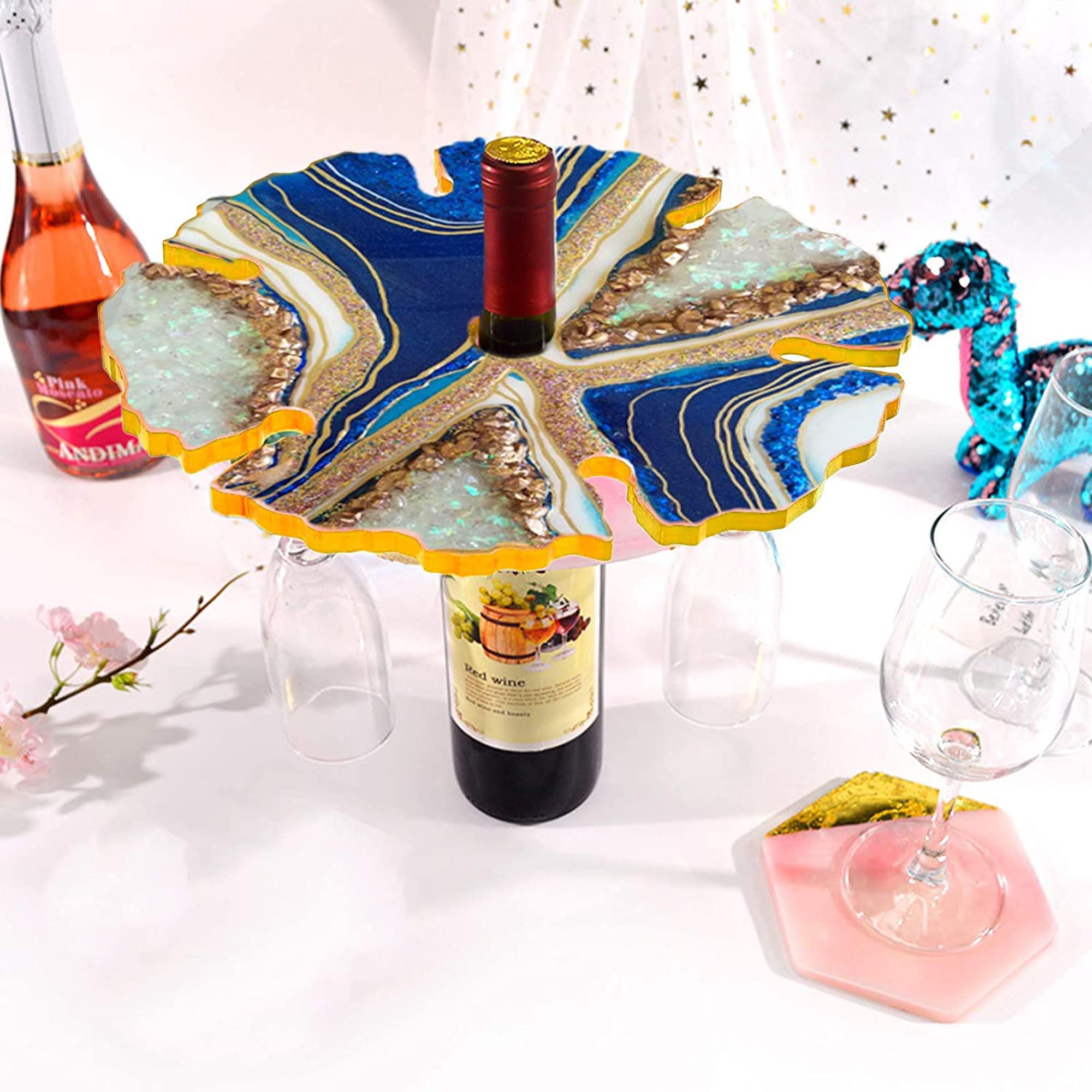 Wine Rack Resin Mold Glass Wine Caddy Coaster Agate Bottle | Etsy