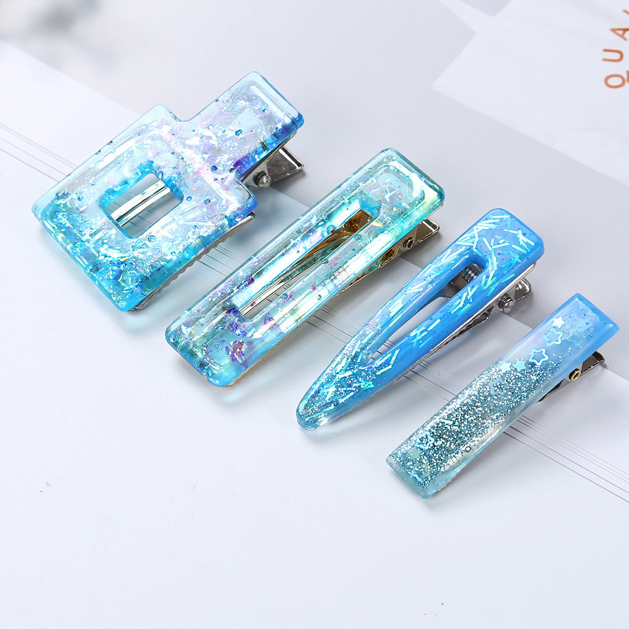 Hair Clips Mold Resin square water drop hairpin silicone | Etsy