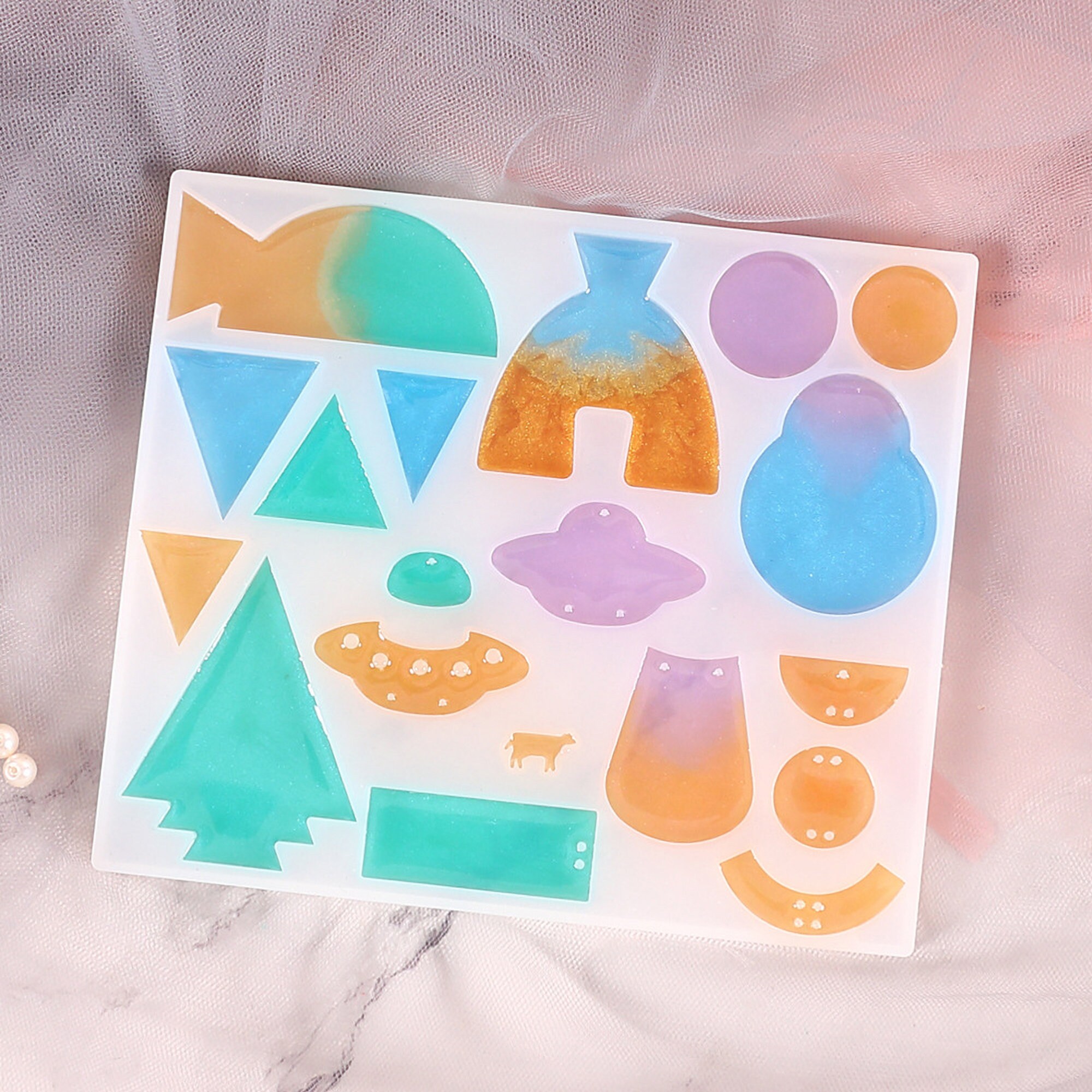 Earring Resin Mold Geometry Jewelry Silicone Mold Pendant - Etsy