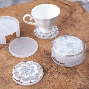 Coaster Holder Resin Mold, Circle Coasters Molds, Serving Tray, Drink ...