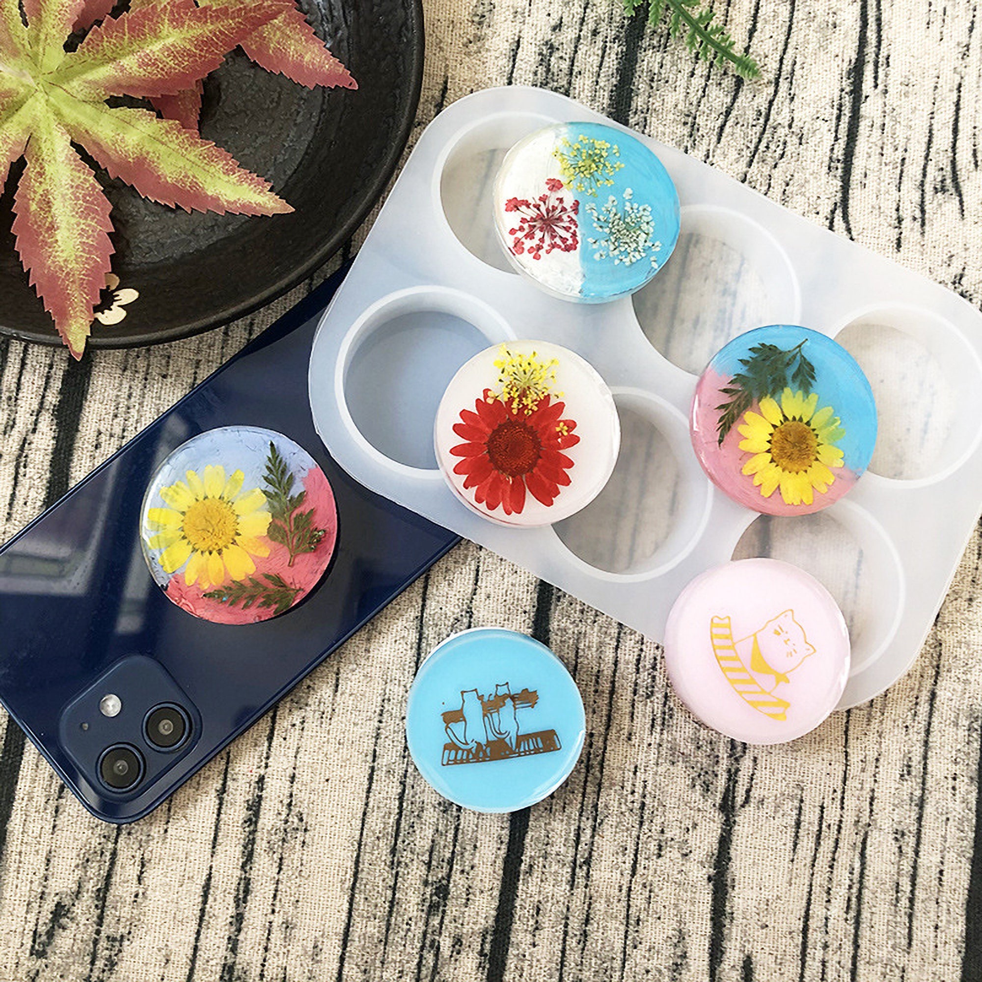 Geode Circle Phone Grips Diy Irregular Silicone Mold Round Pop Sockets ...