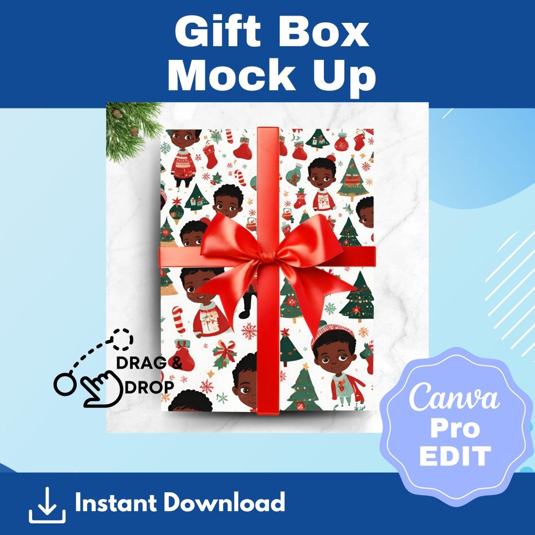 Wrapping Paper Box Mock-up Design With Bows | Canva Edit |wrapping ...