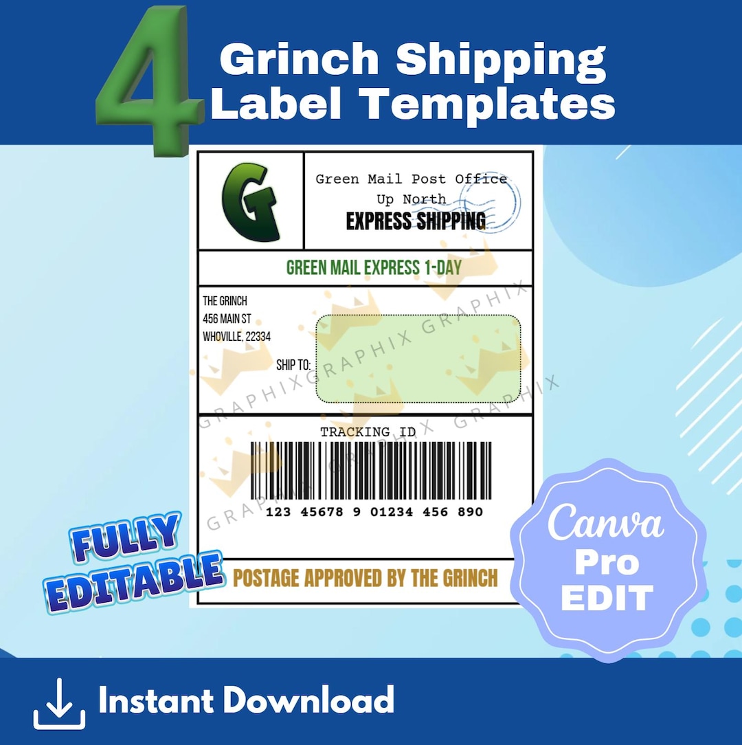 4 Christmas Box Label Editable Shipping Label Christmas Eve Box Label ...