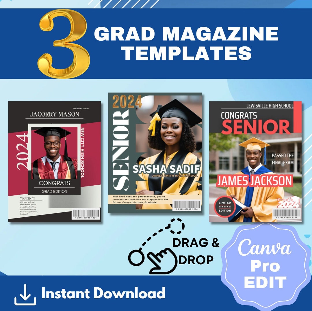 3 Graduation Magazine Design Templates| Custom Grad Fan| Grad Designs ...