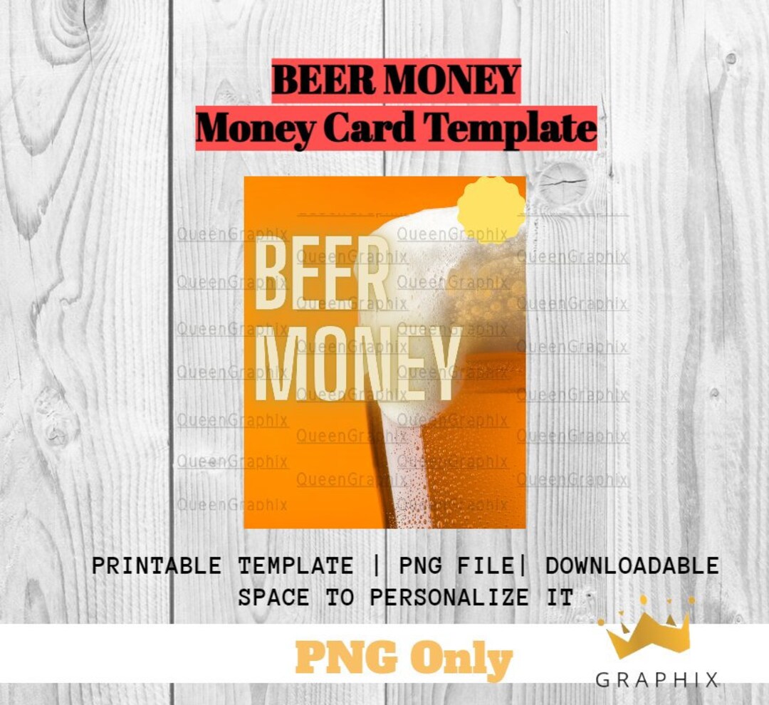 Beer Money Card | Money Card PNG Bundle| Money Card PNG Designs | Gift ...