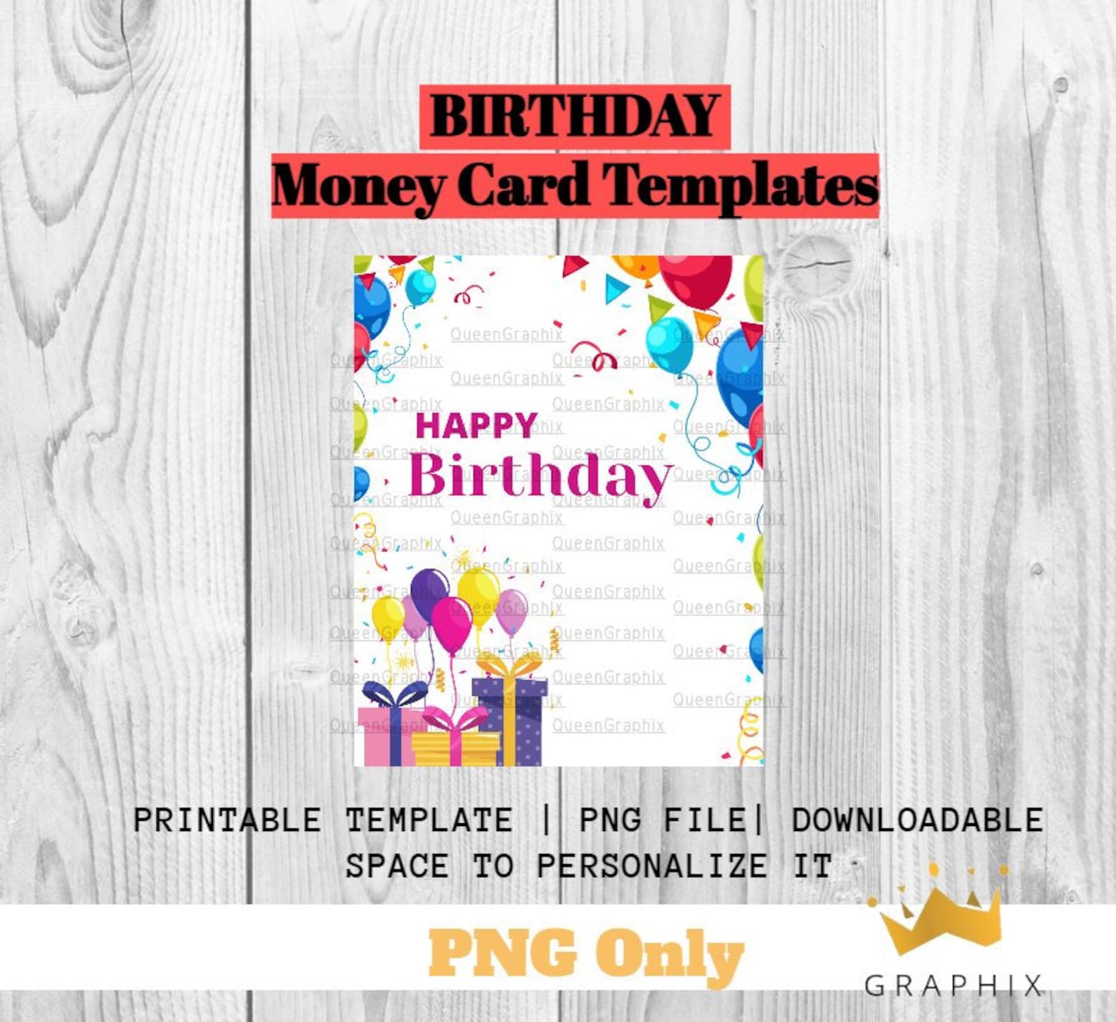 Happy Birthday Money Card | Money Card PNG Bundle| Money Card PNG ...