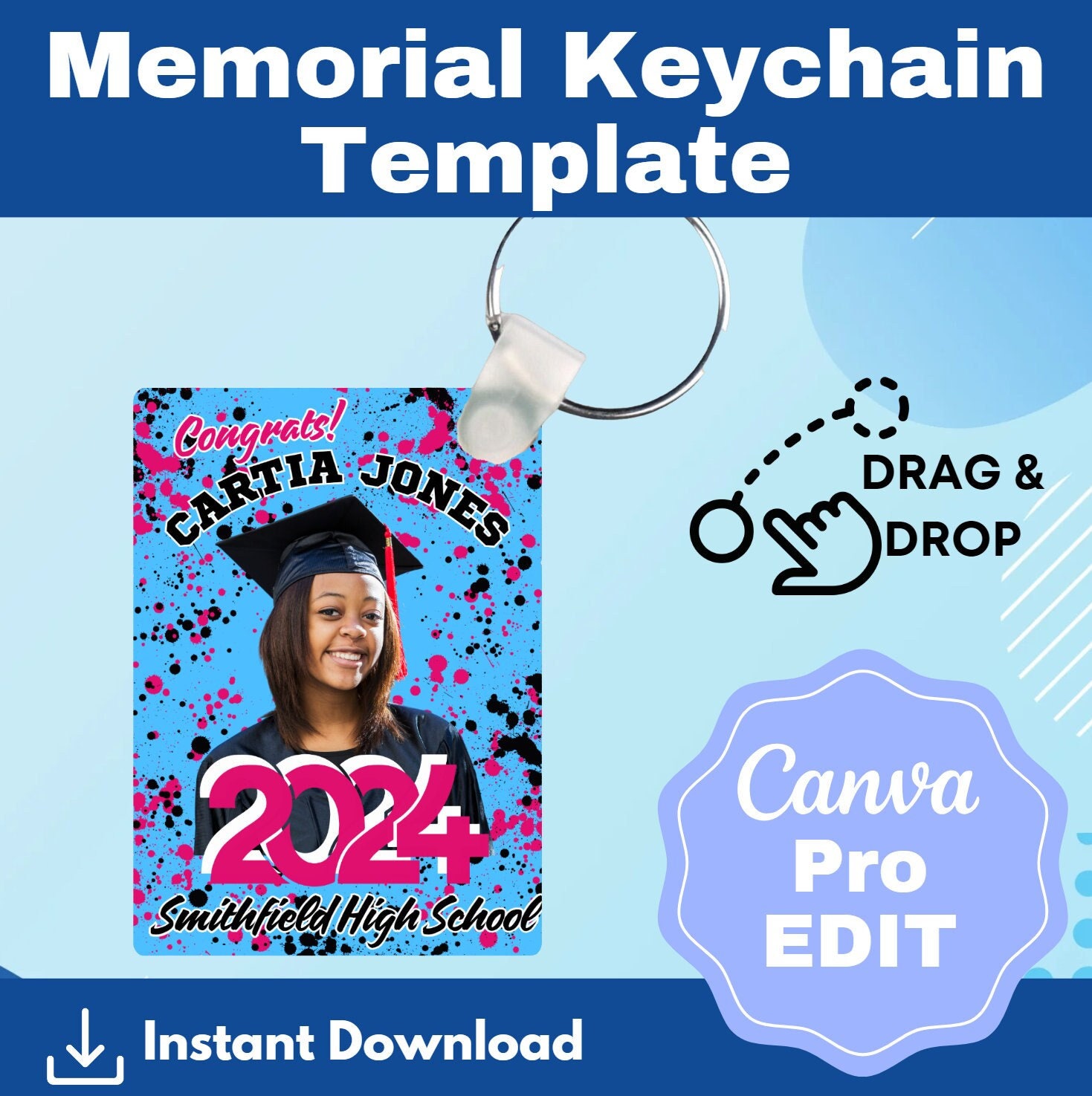 Graduation Keychain Design Template Editable Canva Template Grad ...