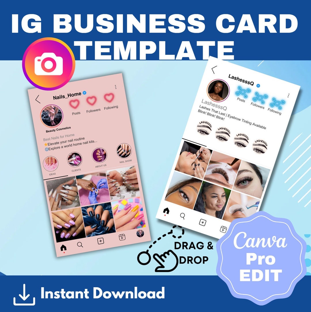 IG Business Card Template | Nail Business Cards | Template | Beauty ...