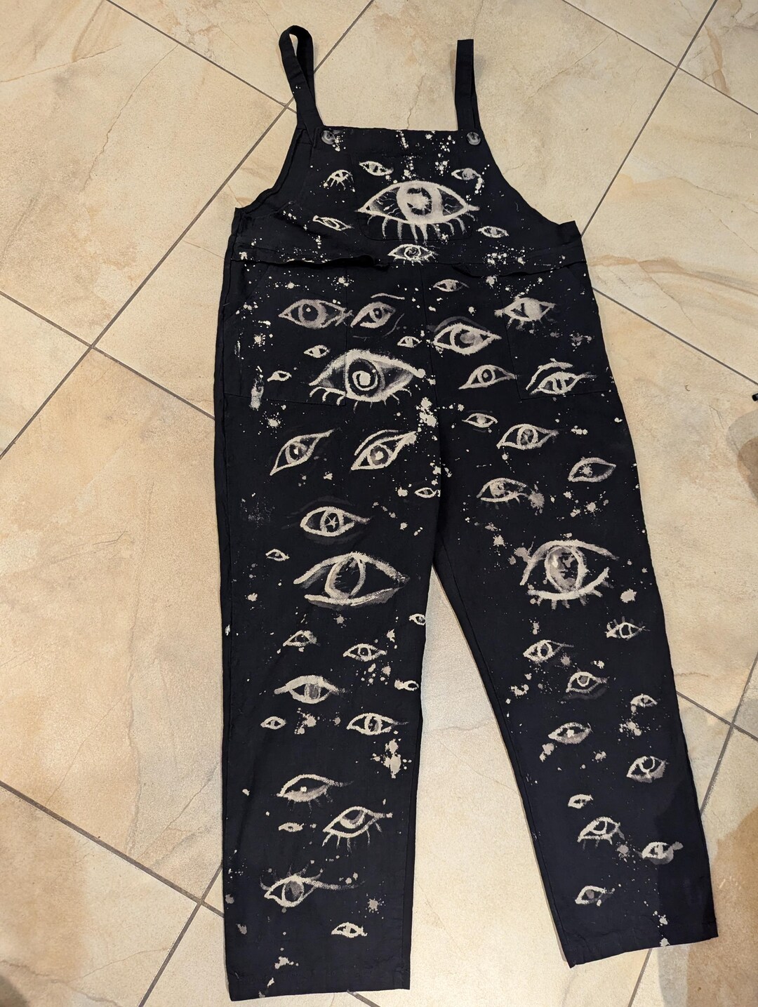 Bleached Eye Overalls - Psychedelic All-seeing Eye Jumpsuit Halloween ...