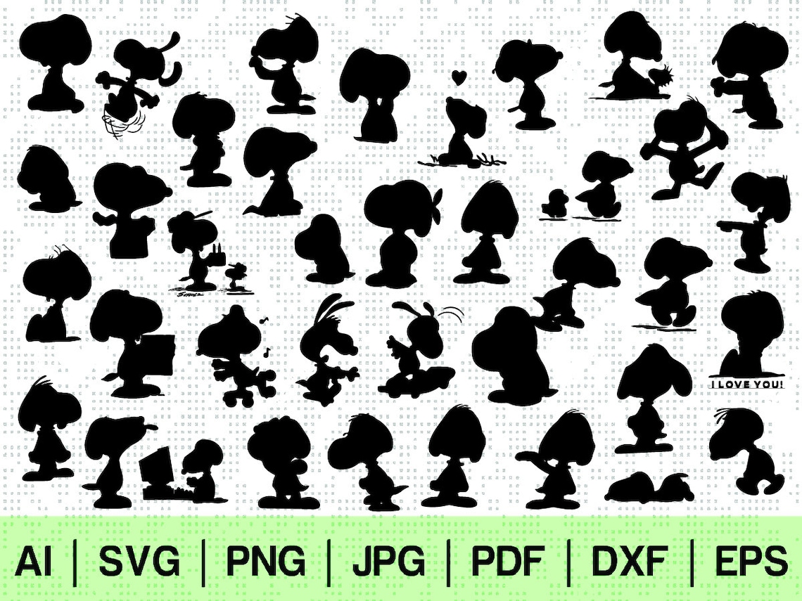 Snoopy svg silhouette outline SOLID BLACK vector instant | Etsy