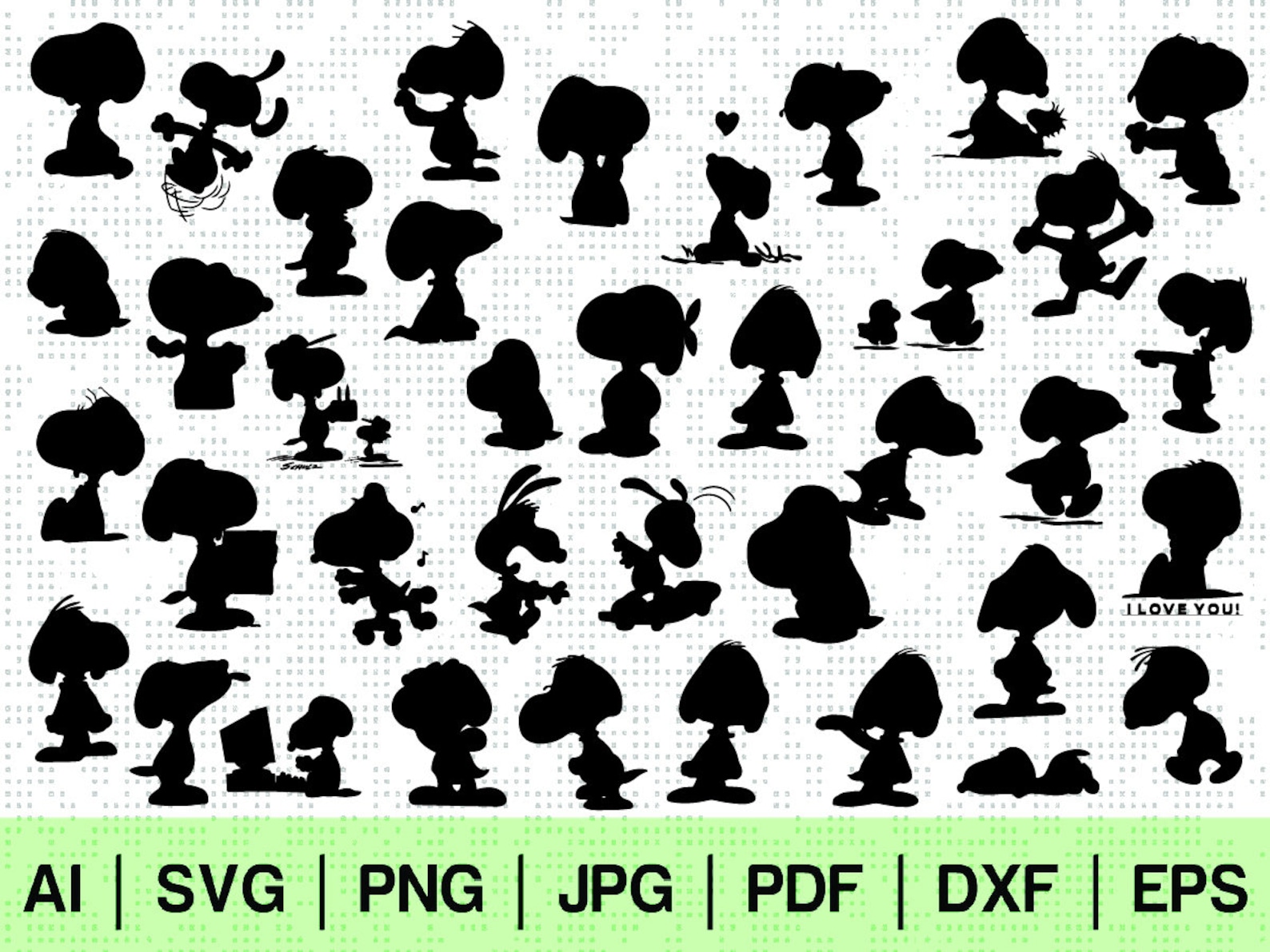 Snoopy svg silhouette outline SOLID BLACK vector instant | Etsy