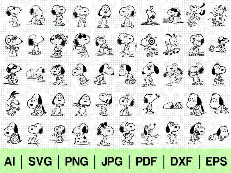 Snoopy svg silhouette outline SOLID BLACK vector instant | Etsy
