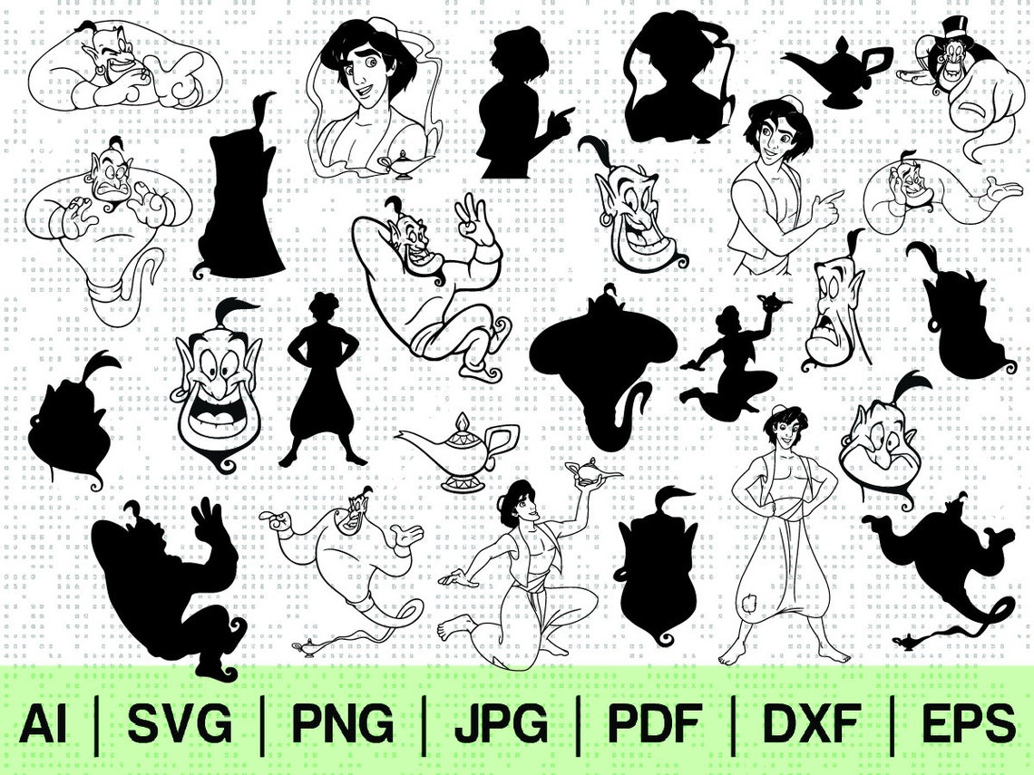 Disney aladdin SVG silhouette genie cricut Instant Download | Etsy