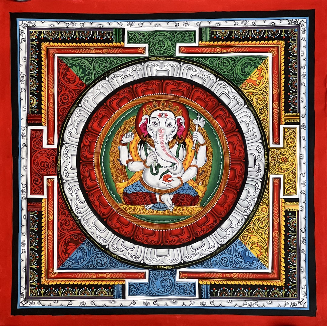 4 Armed Ganesha/ Ganapati/ Vinayaka in Sriyantra Master Quality Newari ...