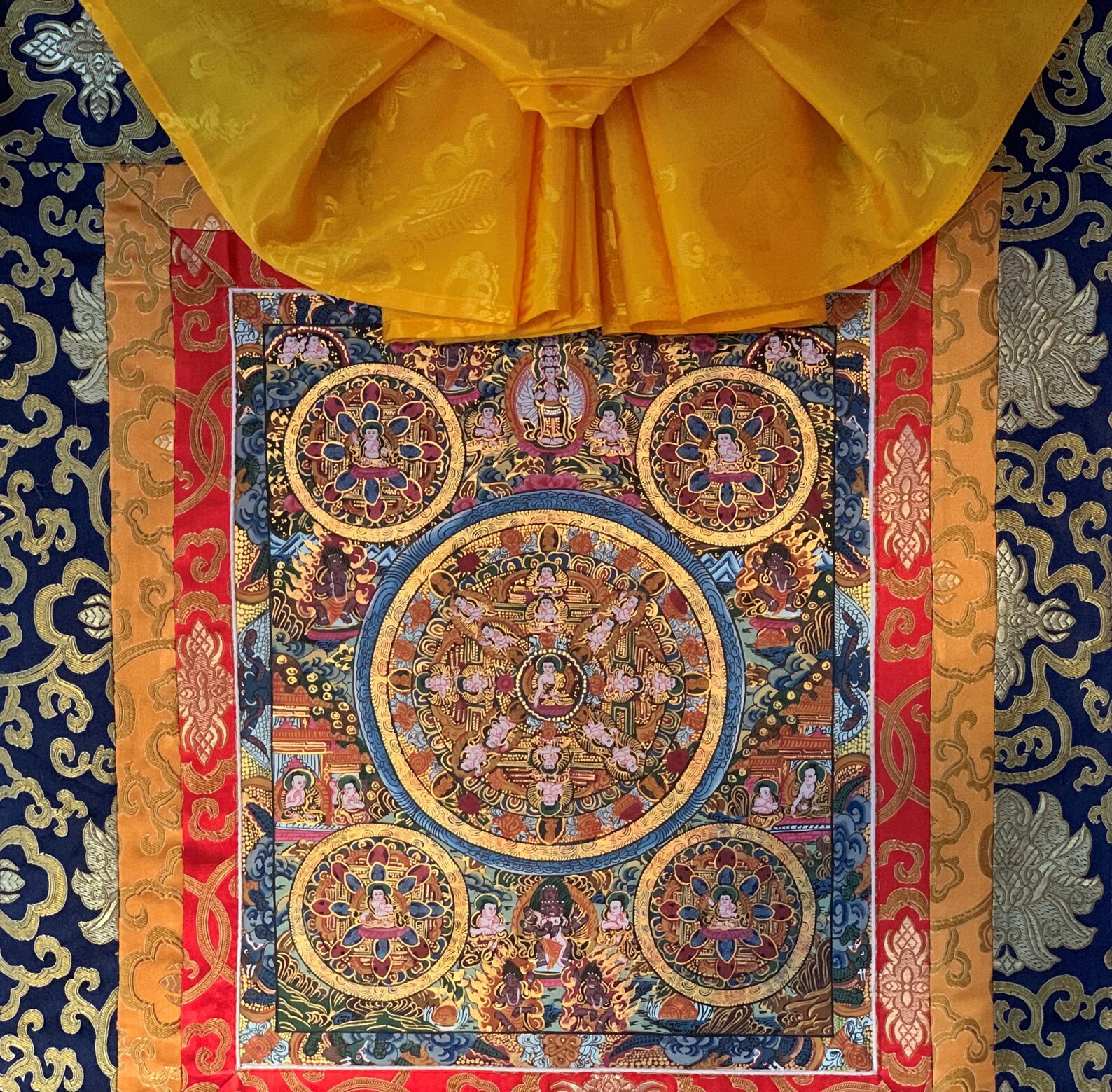 Hand-painted 5 Buddha Wheel of Life Cycle Mandala Thangka - Etsy