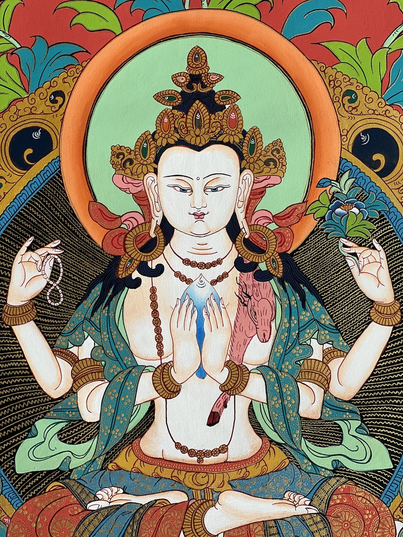 Original Hand Painted Masterpiece Avalokiteshvara/chenrezig / - Etsy