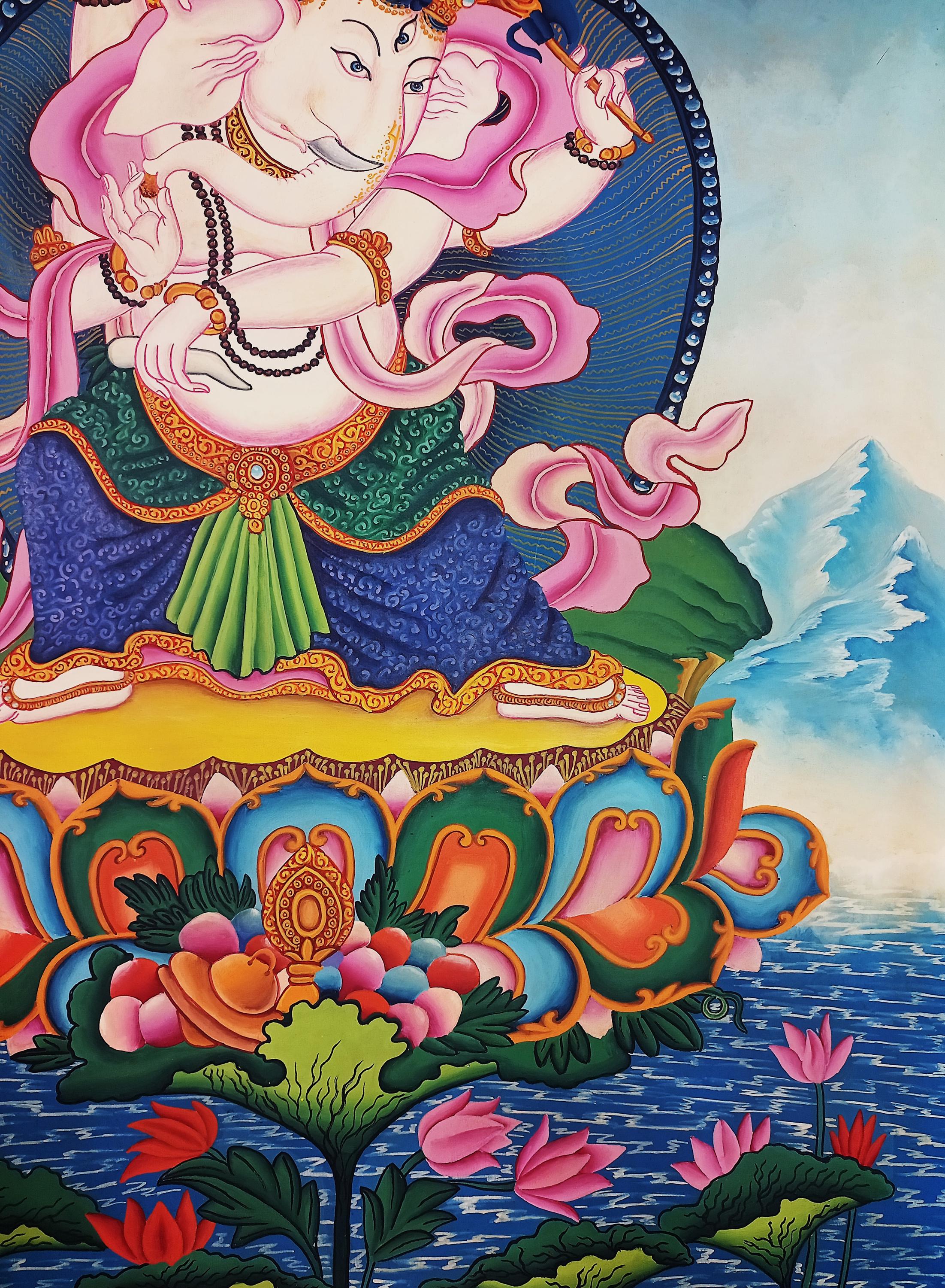Hand Painted Original Newari Ganesh / Ganesha Masterpiece Painting Wall ...