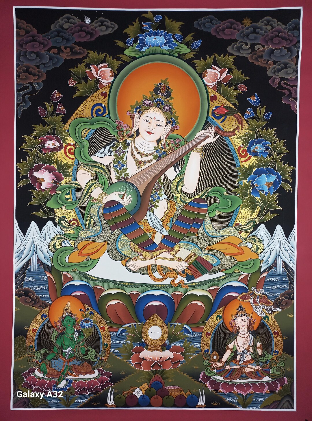 Original Hand- Painted Goddess Saraswati/ Saraswoti/ Sarasvati Goddess ...