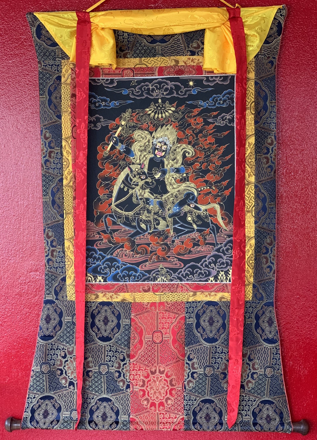 Original Hand-painted Palden Lhamo / Remati/ Sridevi Tibetan Compassion ...