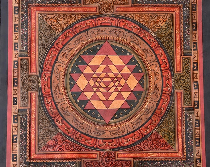 Original Hand-painted Sri Yantra/ Shri Yantra/ Shri Chakra Mandala ...
