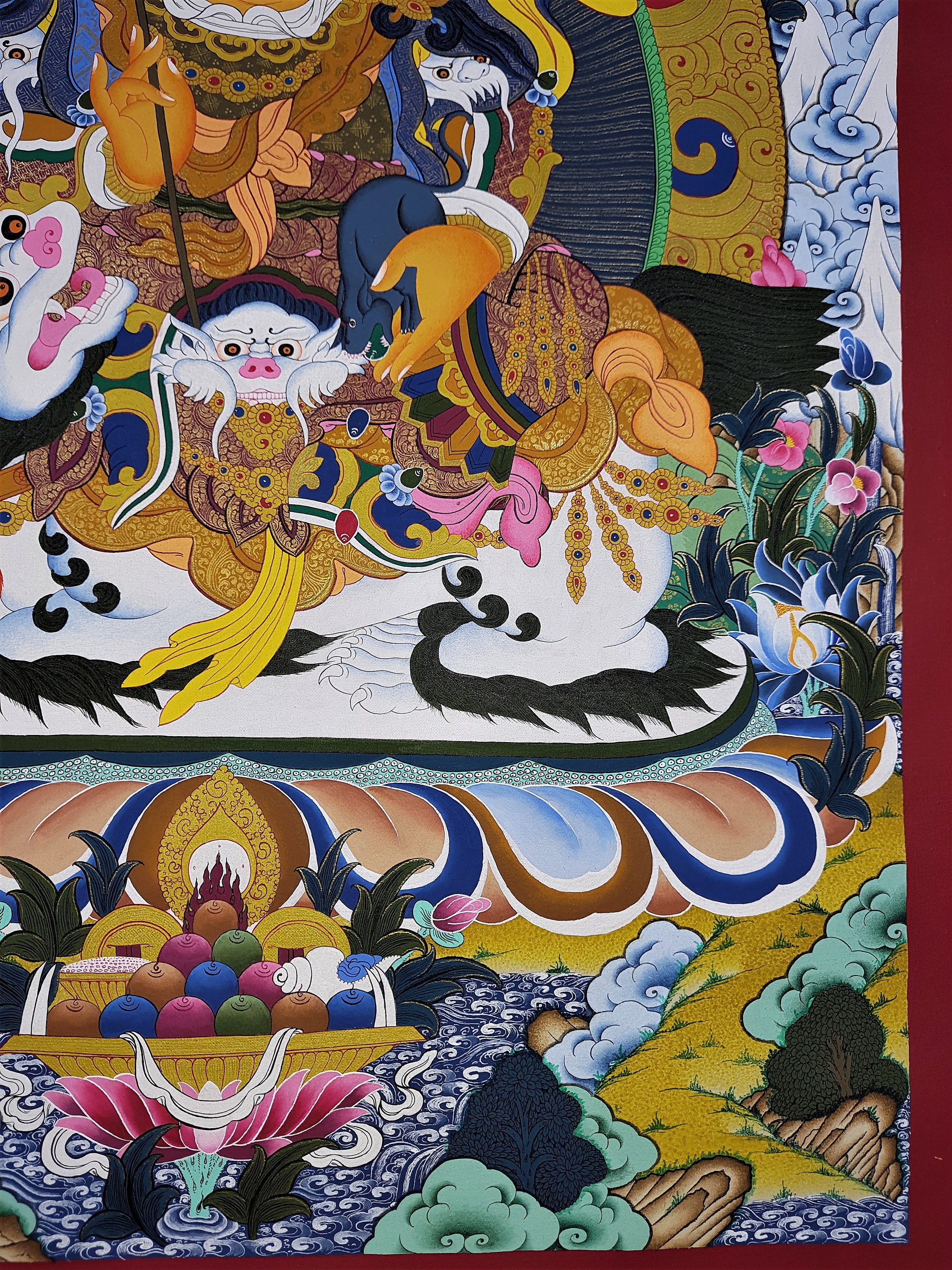 Original Hand Painted Yellow Jambhala/ Kubera/ Zambala God of Wealth ...