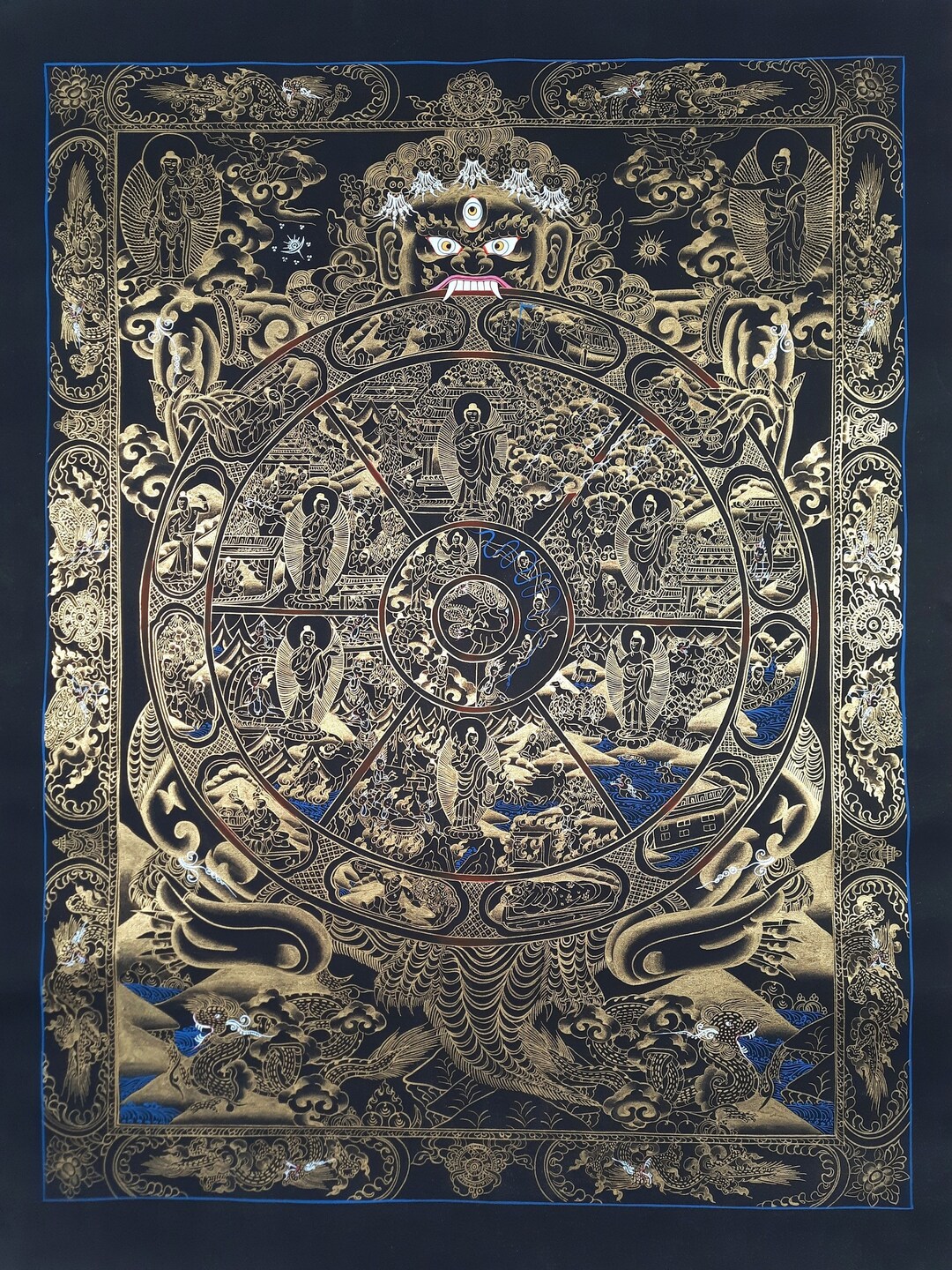 Original Hand Painted Wheel of Life /bhavacakra Mandala Masterpiece ...