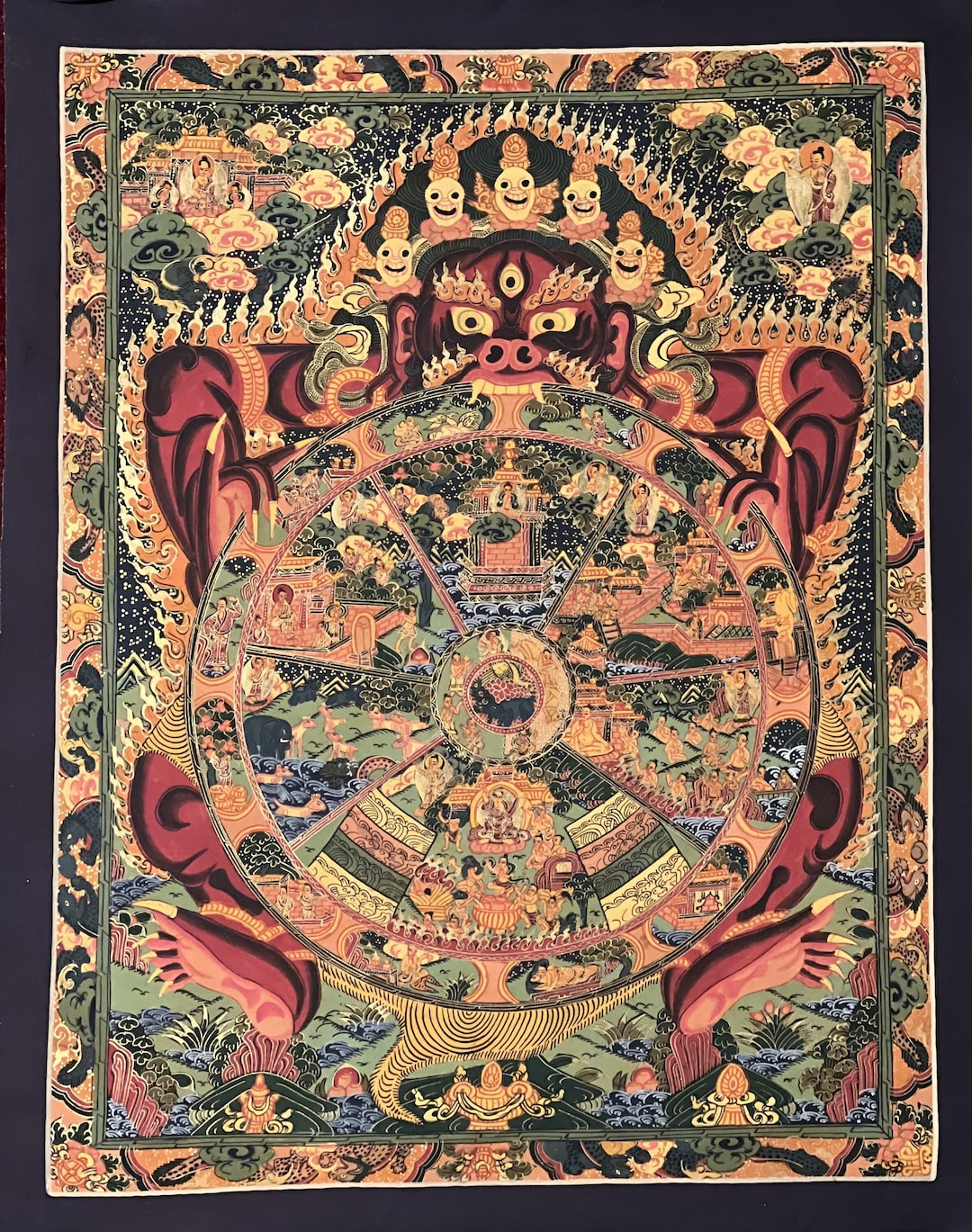 Original Hand Painted Wheel of Life /bhavacakra Mandala Masterpiece ...