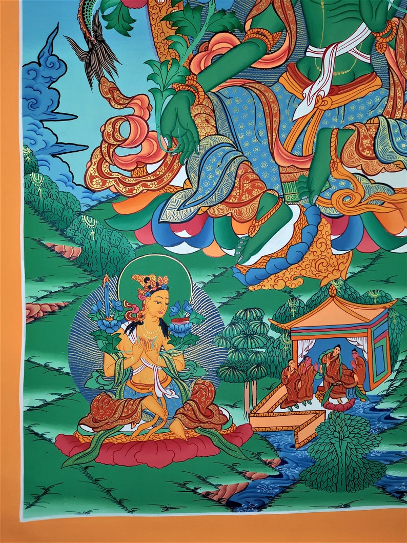 Original Hand Painted Green Tara Tibetan Compassion / - Etsy
