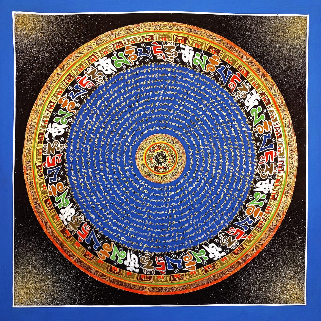 OM Mantra Mandala Art | Tibetan Thangka Wall Hanging From Nepal ...