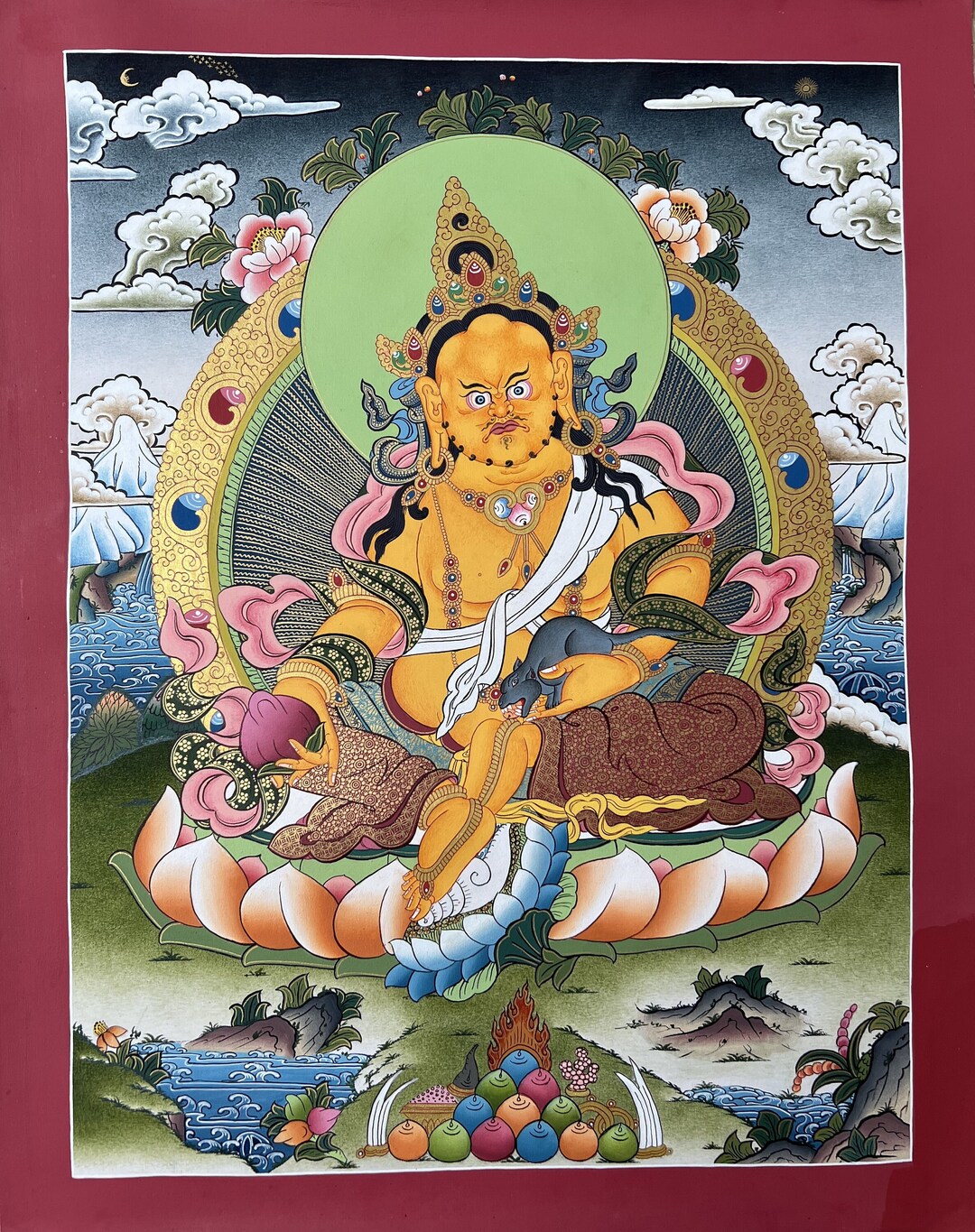 Original Hand-painted Yellow Jambhala/zambala/ Zambhala/kuber God of ...