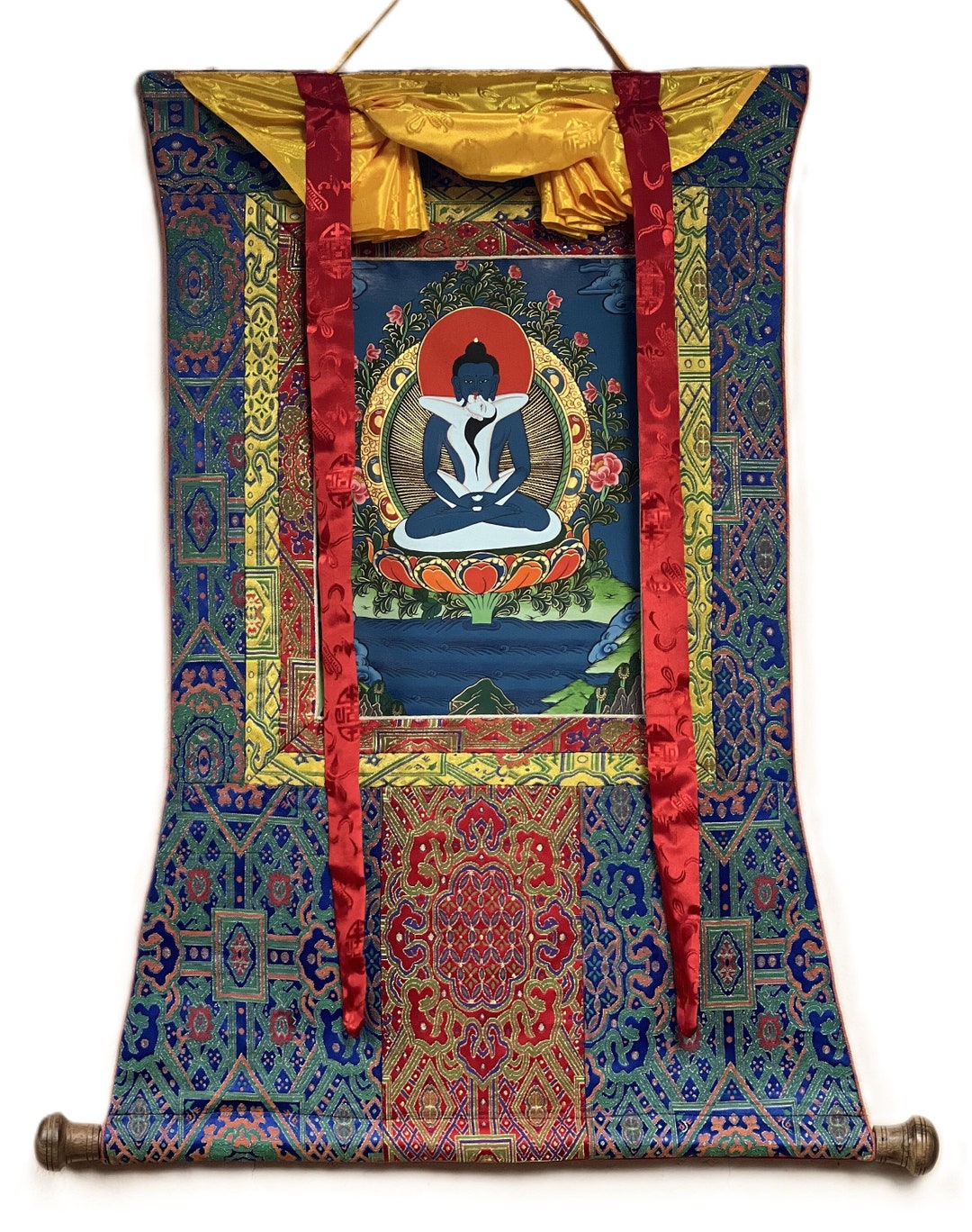 Original Hand Painted Buddha Shakti / Samantabhadra / Yab-yum Tibetan ...