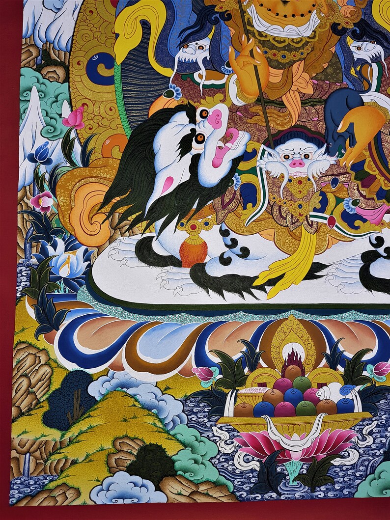 Original Hand Painted Yellow Jambhala/ Kubera/ Zambala God of Wealth ...