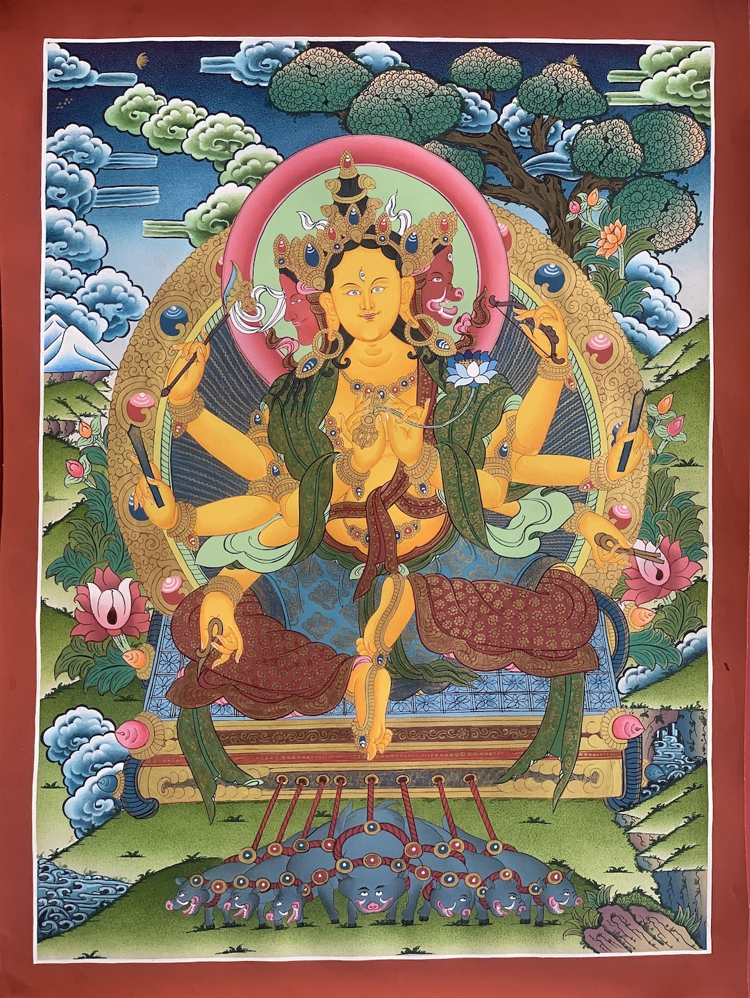 Original Hand Painted Marici Marichi Goddess of Dawan Ray of Light ...