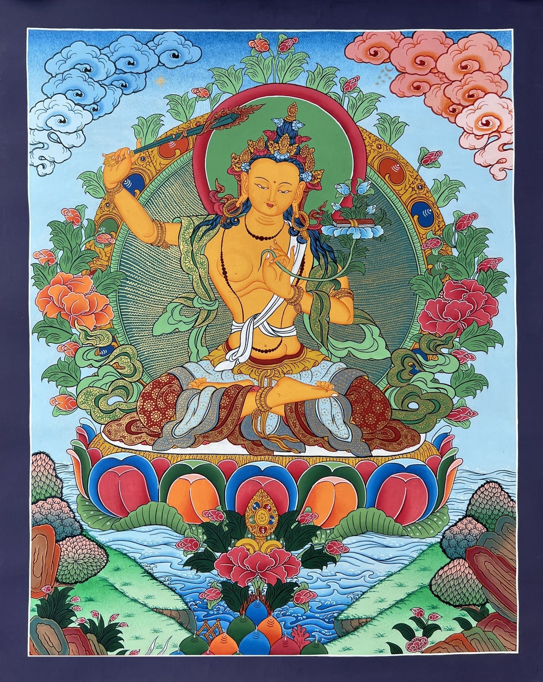 Original Hand Painted Manjushri / JAMPELYANG / God of Wisodm Compassion ...