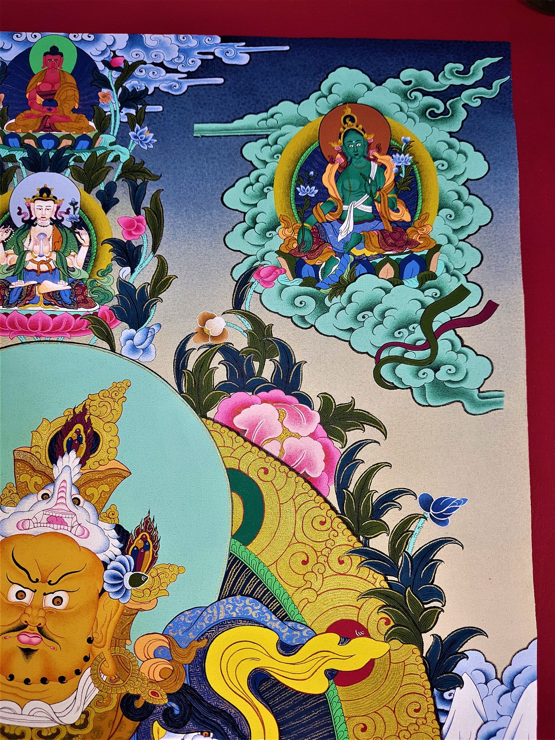 Original Hand Painted Yellow Jambhala/ Kubera/ Zambala God of Wealth ...