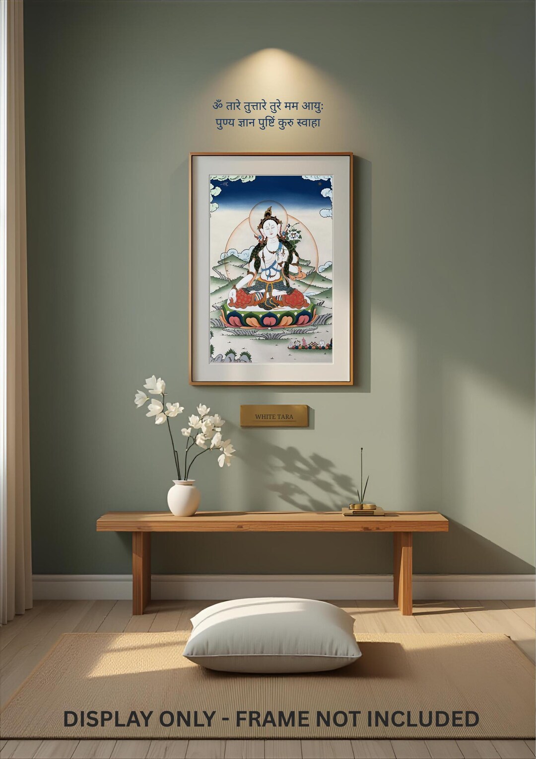 White Tara Gold Thangka - Hand-painted Seven Eyes Tibetan Goddess of ...