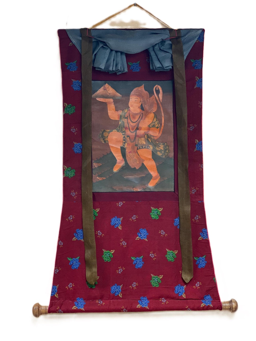Original Hand-painted Hanumana/hanuman/monkey God Oil-varnished Old ...