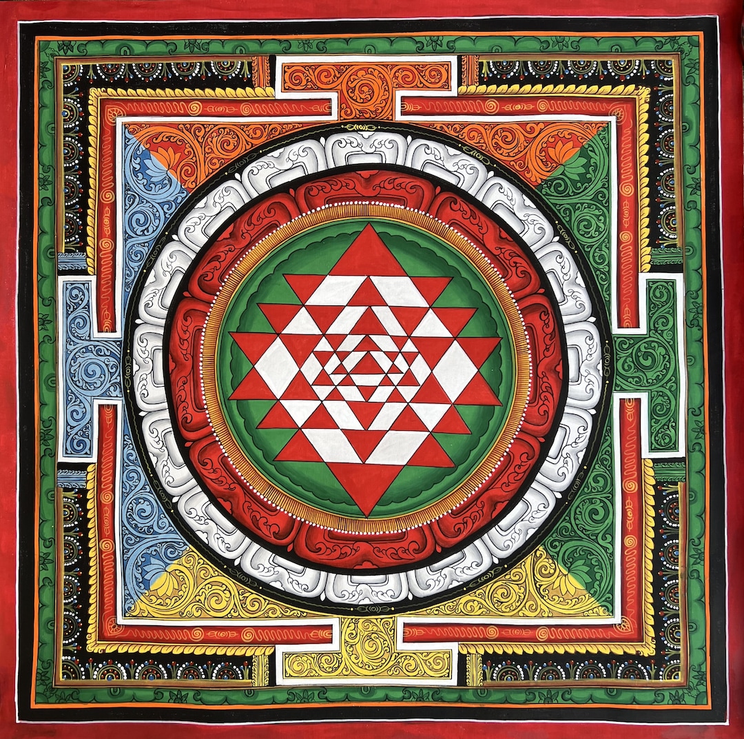 Original Hand-painted Sri Yantra/ Sriyantra/ Shri Yantra Thangka ...