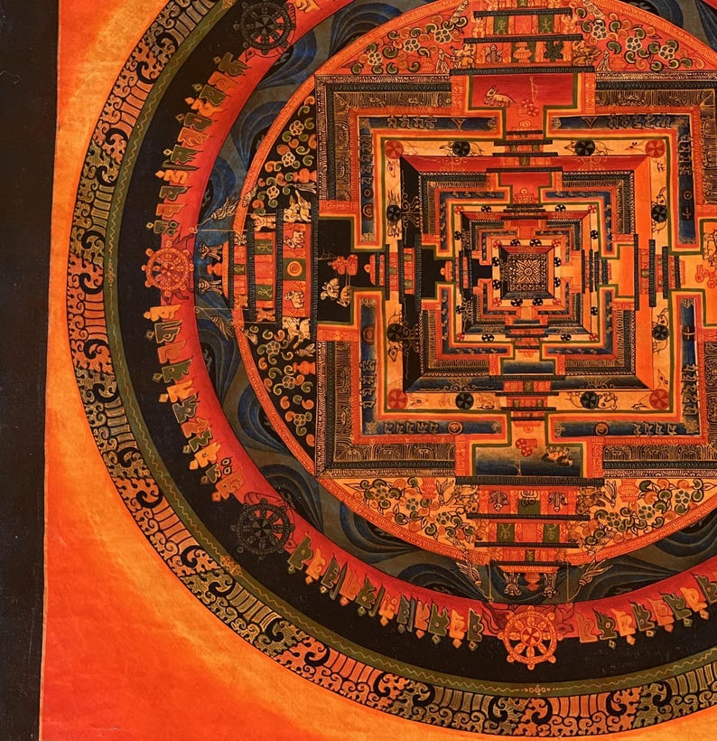 Tibetan Kalachakra Mandala Thangka Painting | Sacred Geometry Wall Art ...
