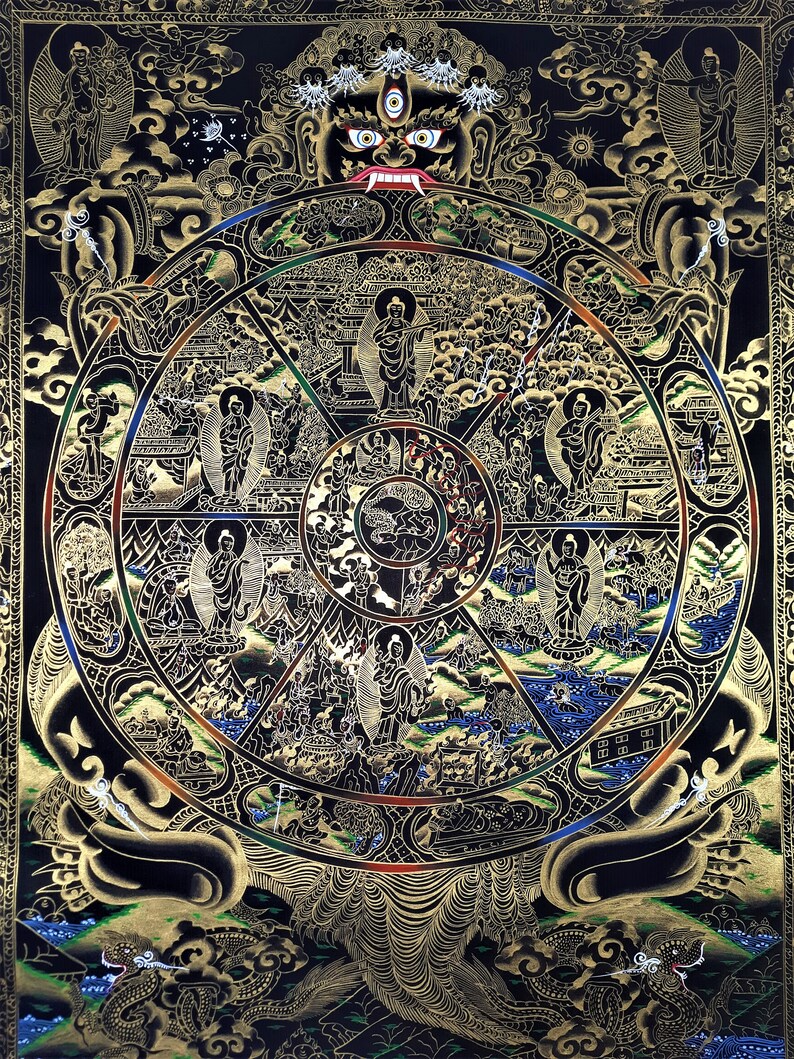 Original Hand Painted Wheel of Life /bhavacakra Mandala - Etsy