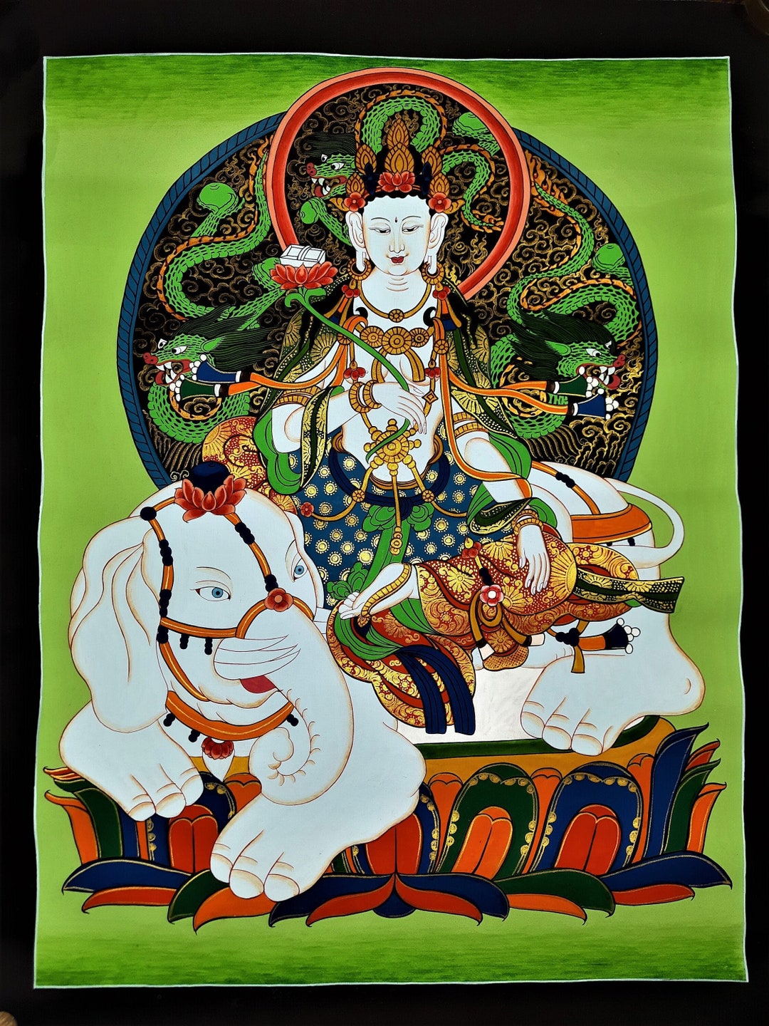 Hand Painted Original Master Qualkity Kindess Buddha / Pu Xian Tibetan ...