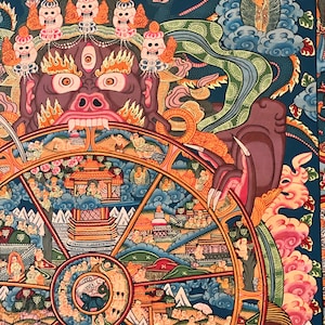 Original Hand Painted Wheel of Life /bhavacakra/samsara Chakra Mandala ...