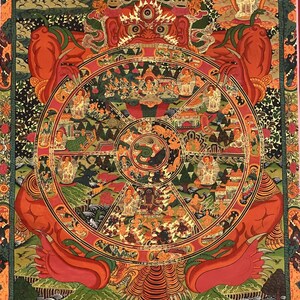 Original Hand Painted Wheel of Life /bhavacakra/samsara Chakra Mandala ...