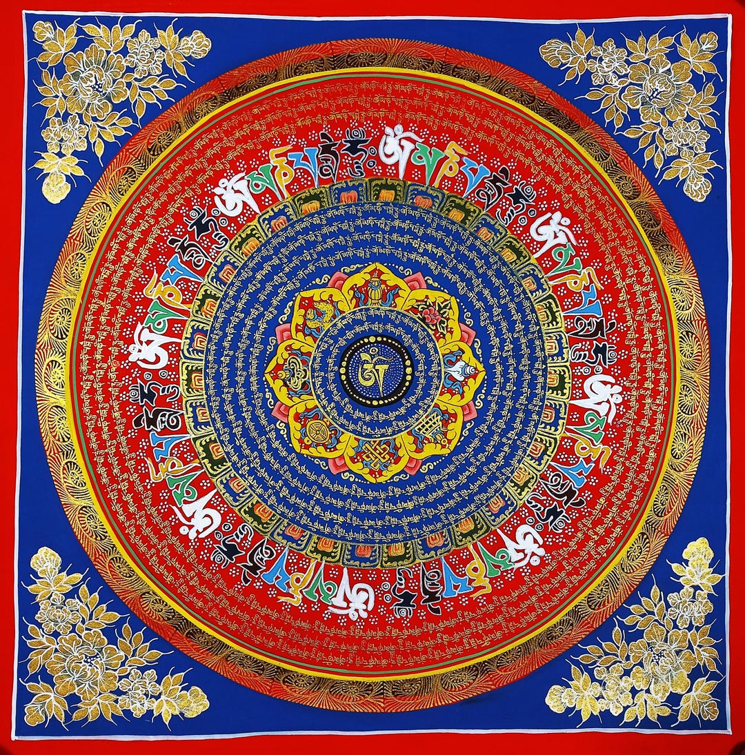 OM Mantra Mandala Art | Tibetan Thangka Wall Hanging From Nepal ...